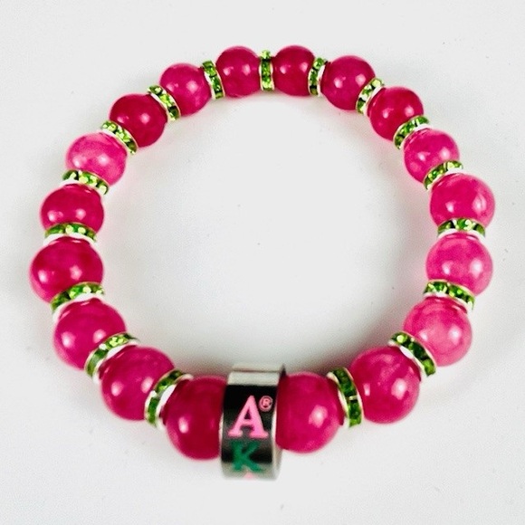Jewelry | Alpha Kappa Alpha Aka Natural Stone Bling Bracelet Pink ...
